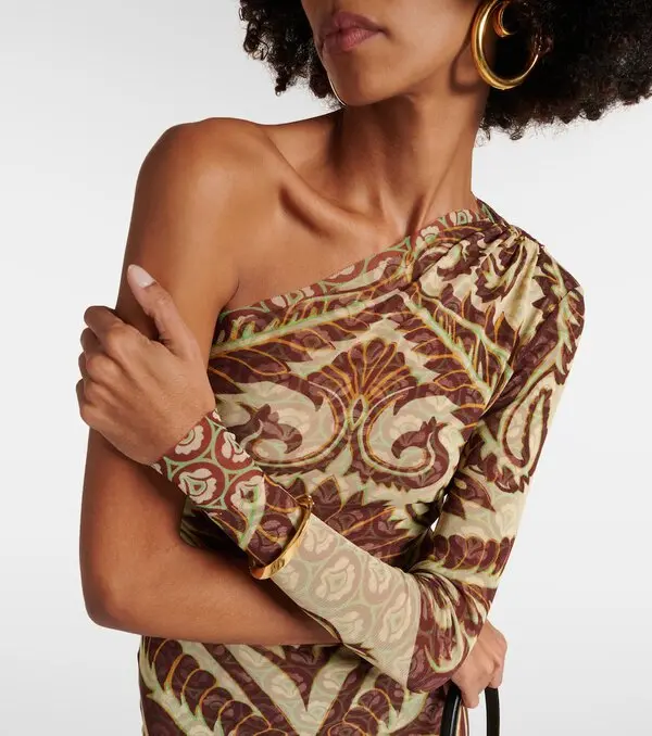 Etro One-shoulder Printed Midi Dress
