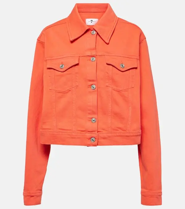 7 For All Mankind Nellie Oversized Denim Jacket - Red