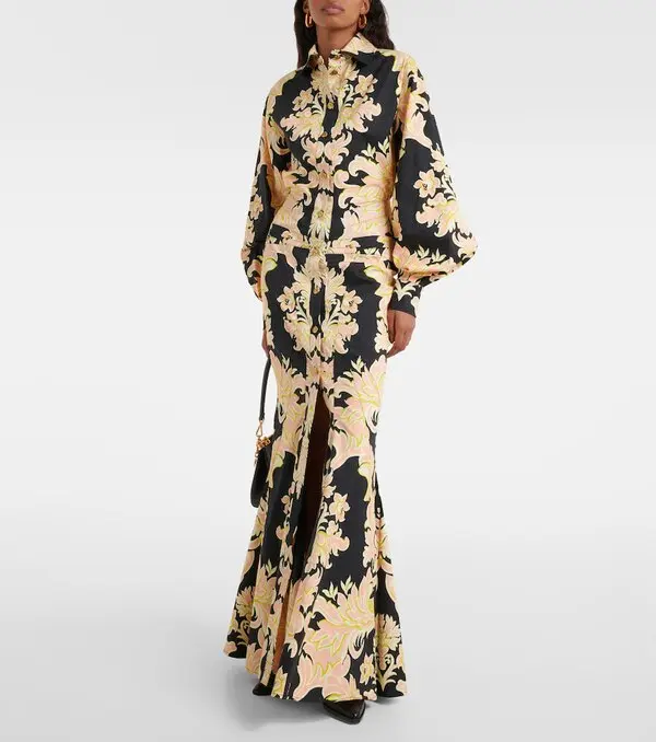 Etro Printed Cotton-blend Maxi Shirt Dress - Multicoloured