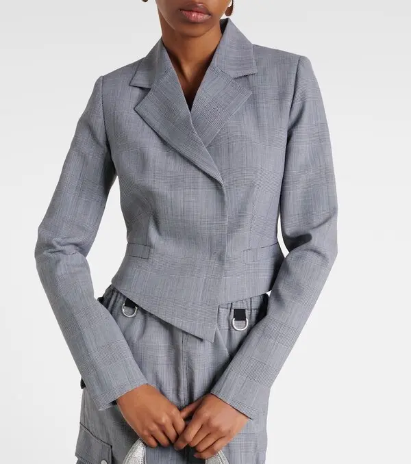 Coperni Prince Of Wales Virgin Wool Blazer - Grey