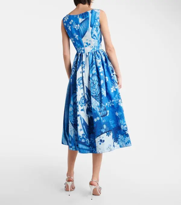 Erdem Printed Cotton-blend Faille Midi Dress