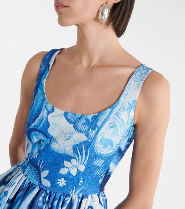 Erdem Printed Cotton-blend Faille Midi Dress