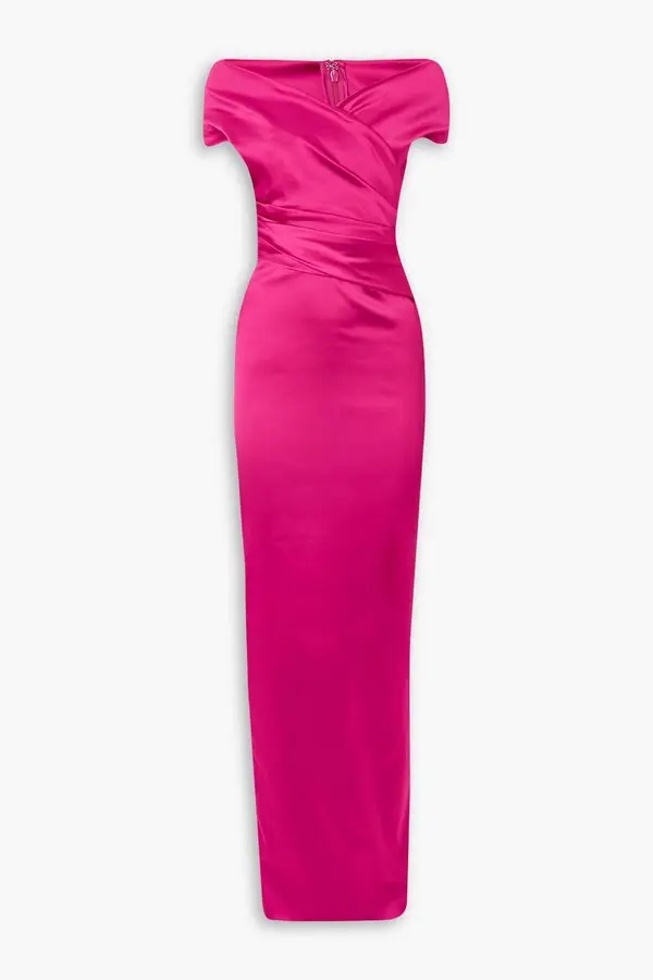 Talbot Runhof Ruched Satin Gown
