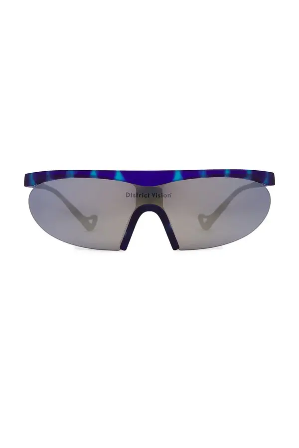DISTRICT VISION Koharu Eclipse Sunglasses - Violet Tortoise & D+ Blue Silver Flash M