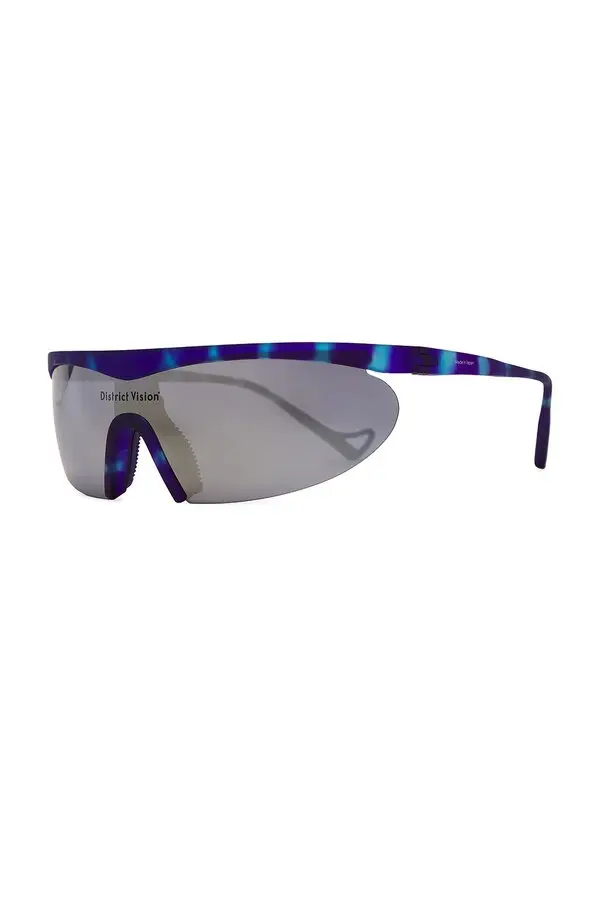 DISTRICT VISION Koharu Eclipse Sunglasses - Violet Tortoise & D+ Blue Silver Flash M