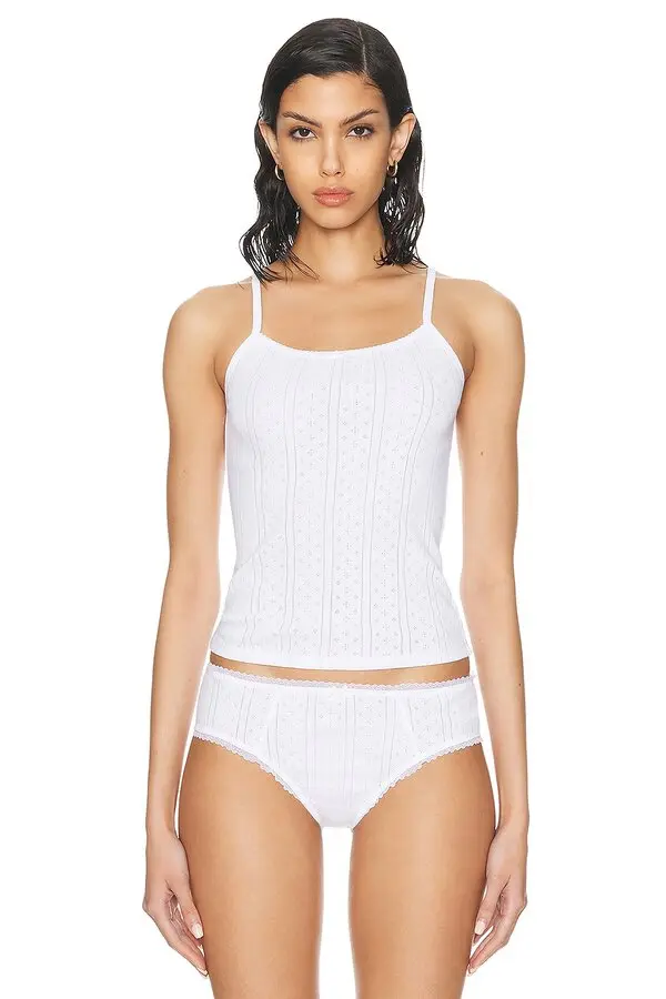 COU COU The Regular Picot Tank Top - White