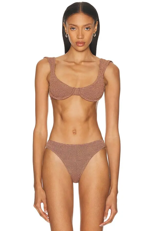 Bond Eye Georgia Balconette Bikini Top - Cocoa Butter Lurex