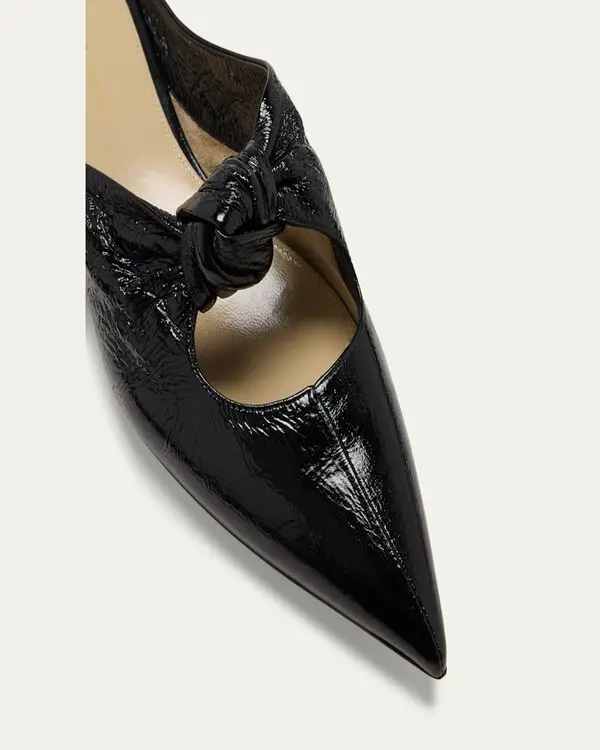 Khaite - Khaite Rowan Crinkle Leather Ballerina Mules