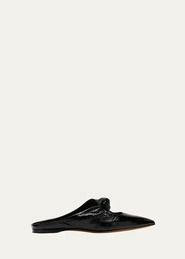Khaite - Khaite Rowan Crinkle Leather Ballerina Mules