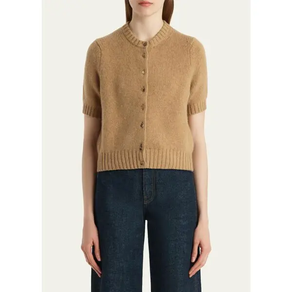 Khaite Nora Cashmere Knit Cardigan - Biscotti