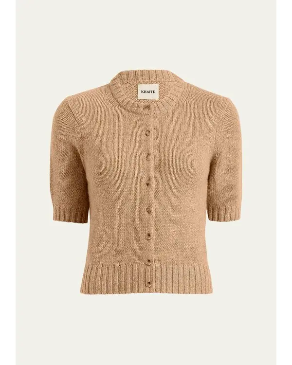 Khaite Nora Cashmere Knit Cardigan - Biscotti