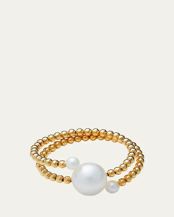 ATLAS LOVE 18k Yellow Pacifica Pearl Beaded Ring - Gold