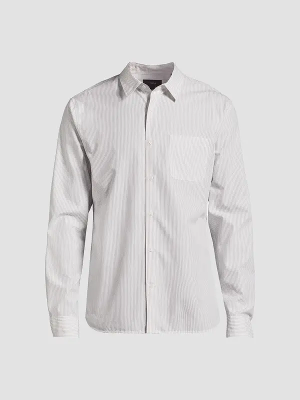 Vince Pinstriped Cotton-blend Button-front Shirt