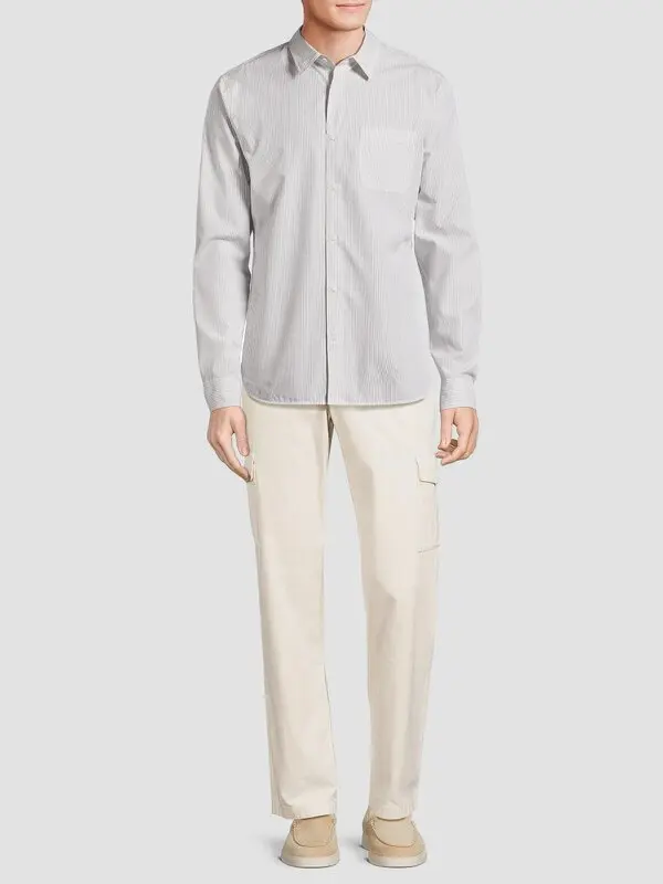 Vince Pinstriped Cotton-blend Button-front Shirt