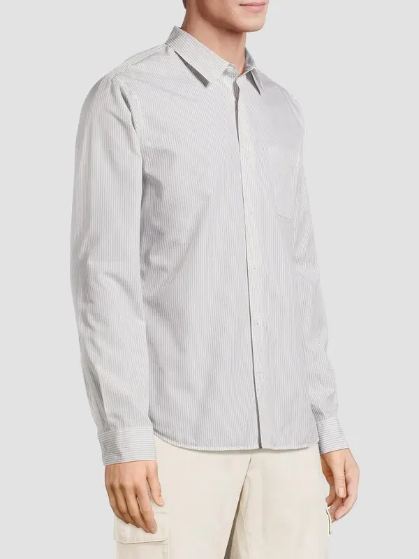 Vince Pinstriped Cotton-blend Button-front Shirt