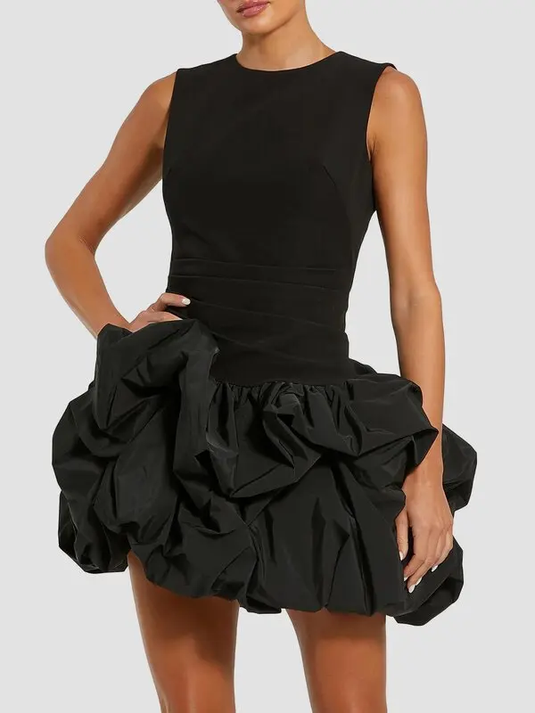 Mac Duggal Gathered Taffeta Cocktail Minidress - Black