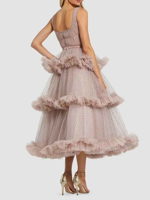 Mac Duggal Polka Dot Ruffle Tulle Cocktail Dress