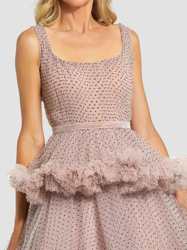 Mac Duggal Polka Dot Ruffle Tulle Cocktail Dress