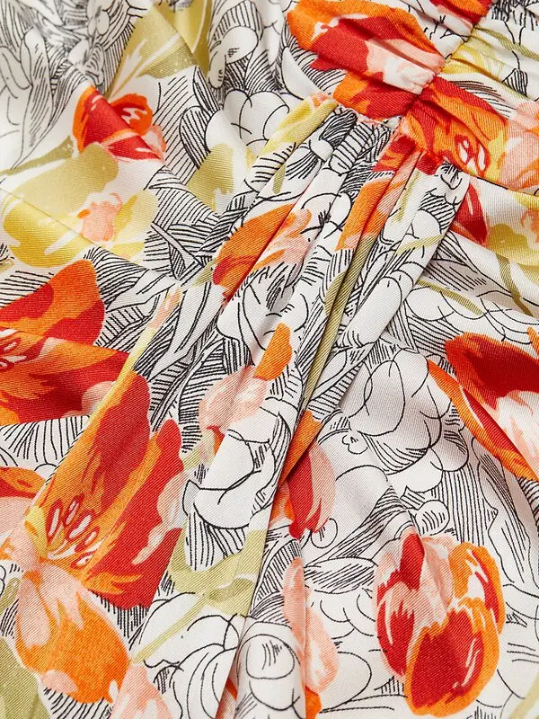 Cinq À Sept Linework Floral Walker Dress - Ivory Multi