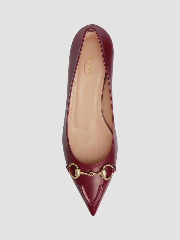 Gucci Erin Leather Ballet Flats - Red