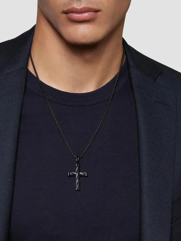 David Yurman Dy Helios Cross Pendant In Titanium, 48mm