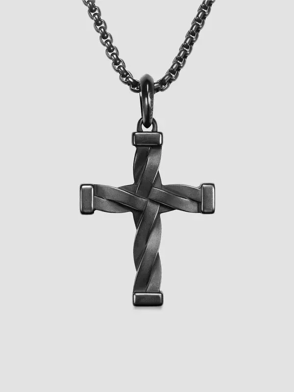 David Yurman Dy Helios Cross Pendant In Titanium, 48mm