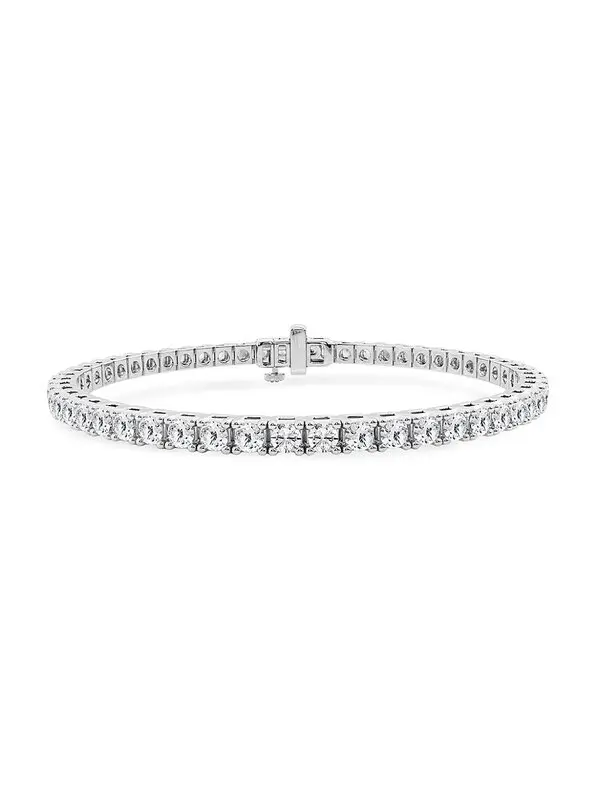 Saks Fifth Avenue Collection Platinum & Round Lab-grown Diamond 4-prong Tennis Bracelet/5.00-20.00 Tcw - 5 Tcw