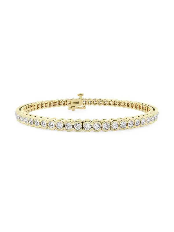 Saks Fifth Avenue Collection 14k Yellow Gold & Round Lab-grown Diamond Bezel Tennis Bracelet/1.00-10.00 Tcw - 4 Tcw