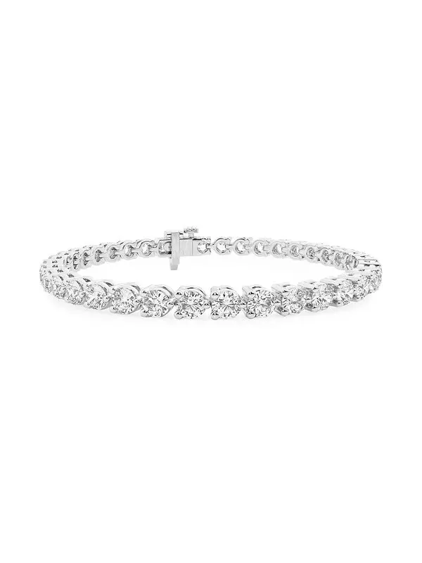 Saks Fifth Avenue Collection Platinum & Round Lab-grown Diamond 3-prong Tennis Bracelet/1.00-10.00 Tcw - 7 Tcw
