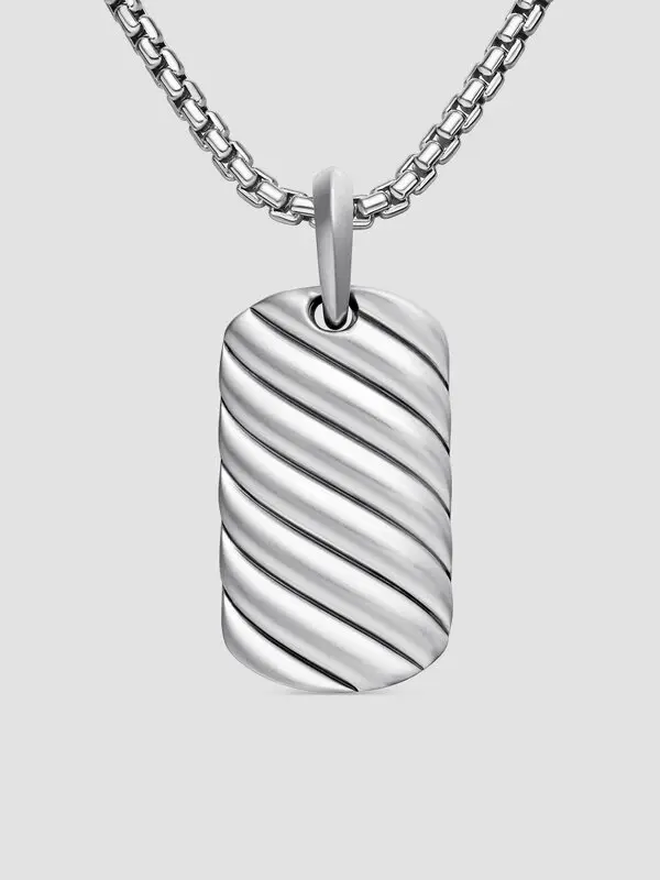 David Yurman Sculpted Cable Tag In Sterling 27mm