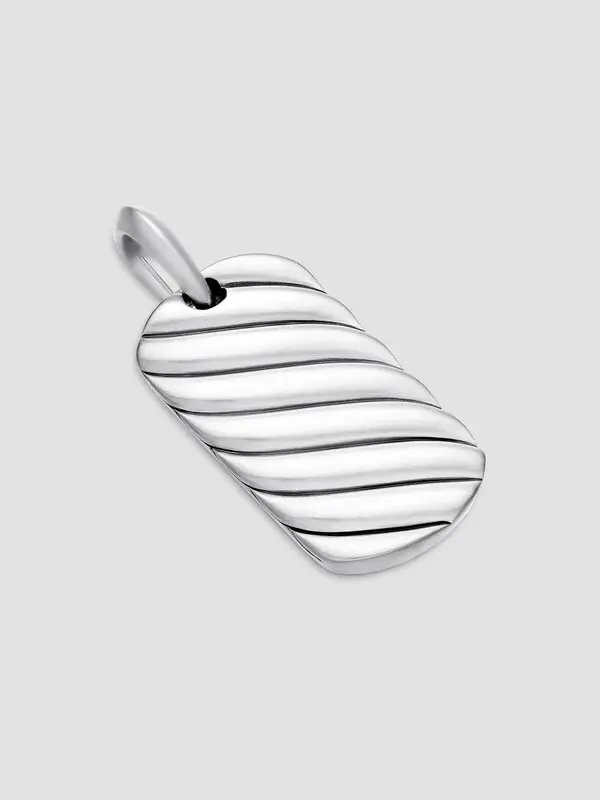 David Yurman Sculpted Cable Tag In Sterling 27mm