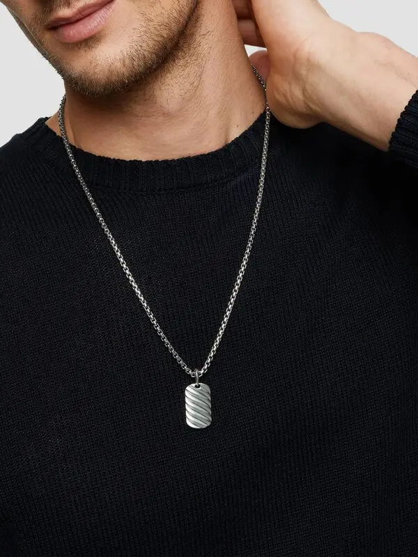 David Yurman Sculpted Cable Tag In Sterling 27mm