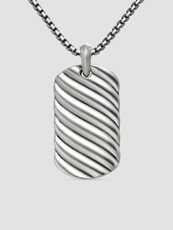 David Yurman Sculpted Cable Tag In Sterling 42mm - Silver