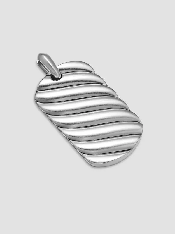 David Yurman Sculpted Cable Tag In Sterling 42mm