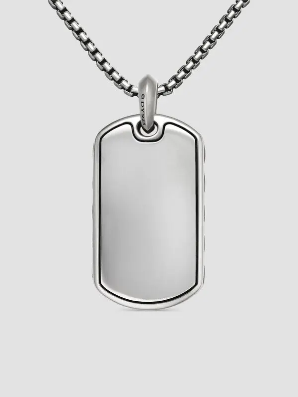David Yurman Sculpted Cable Tag In Sterling 42mm