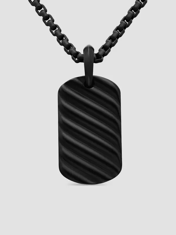 David Yurman Sculpted Cable Tag In Titanium, 27mm