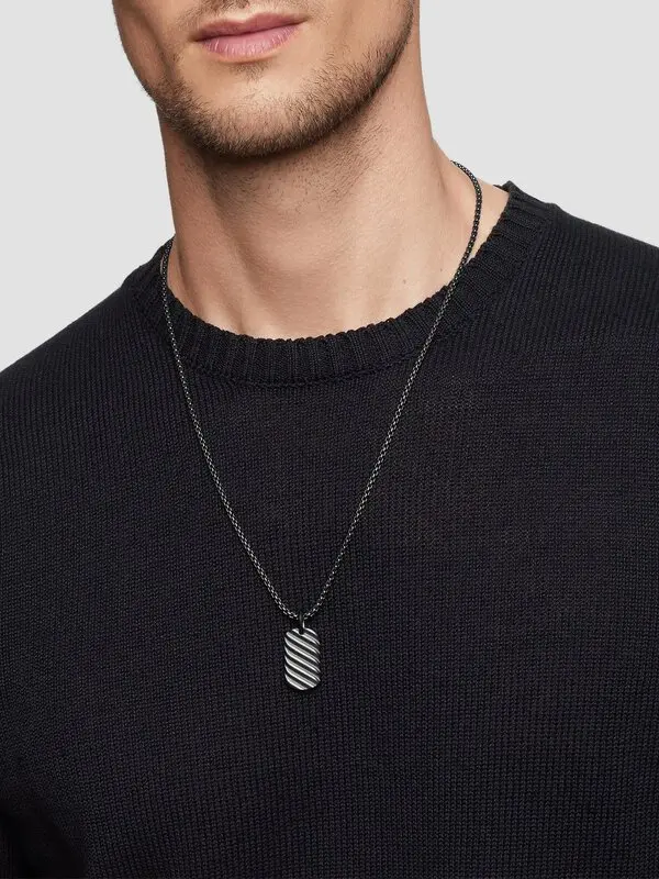 David Yurman Sculpted Cable Tag In Titanium, 27mm