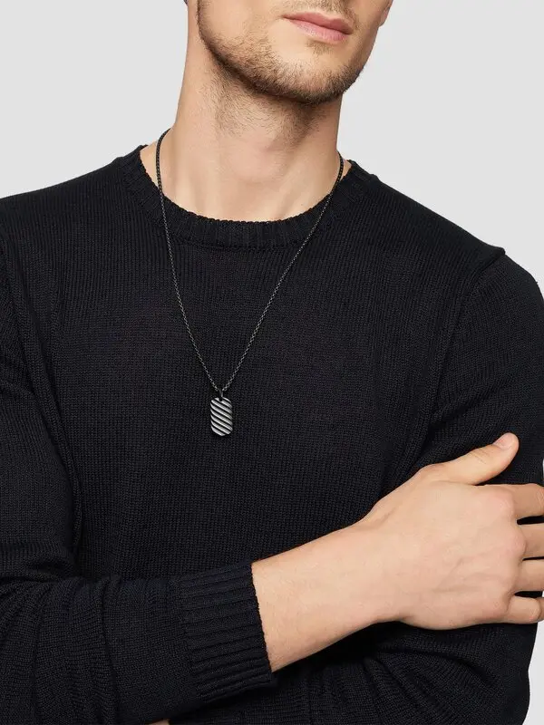 David Yurman Sculpted Cable Tag In Titanium, 27mm