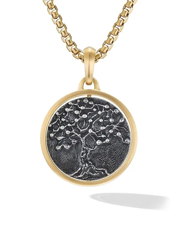 David Yurman Life And Death Duality Amulet In Sterling With 18k Yellow Gold, 30mm - Silver