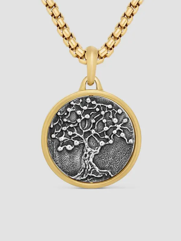 David Yurman Life And Death Duality Amulet In Sterling With 18k Yellow Gold, 30mm - Silver