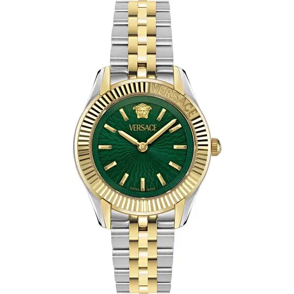 Versace Greca Time Bracelet Watch - Ip Two Tone Green
