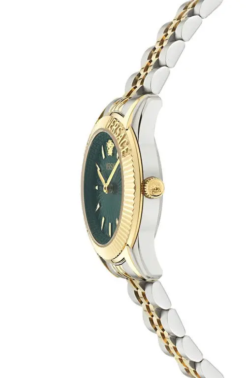 Versace Greca Time Bracelet Watch - Ip Two Tone Green