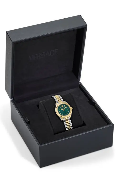 Versace Greca Time Bracelet Watch - Ip Two Tone Green