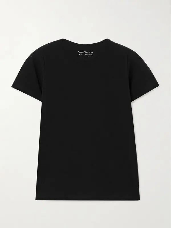 Another Tomorrow Stretch Organic Cotton And Lyocell-blend Jersey T-shirt - Black