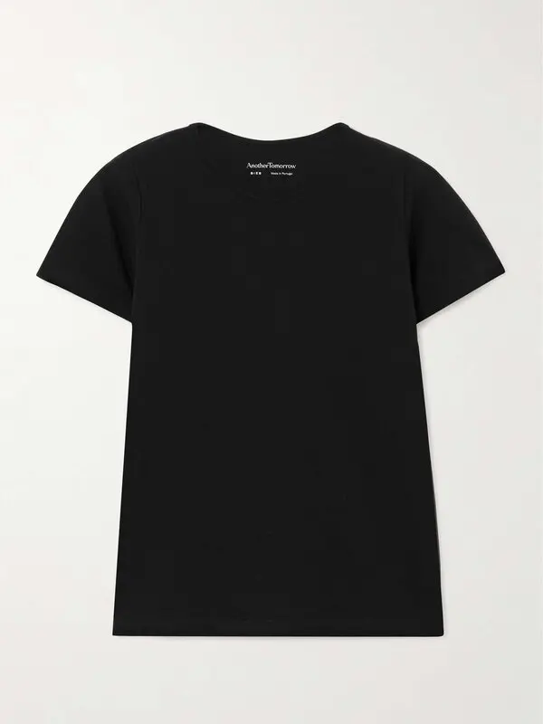 Another Tomorrow Stretch Organic Cotton And Lyocell-blend Jersey T-shirt - Black
