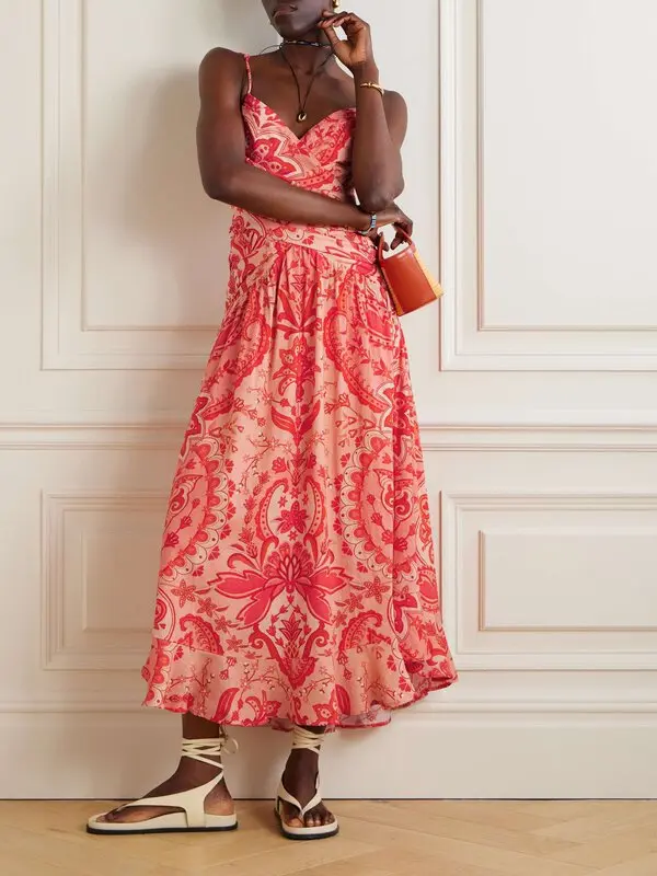 Farm Rio Jaipur Ruched Printed Maxi Dress