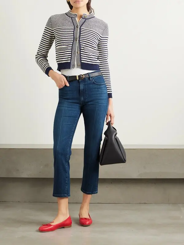 FRAME Le High Cropped Slim-leg Jeans - Blue