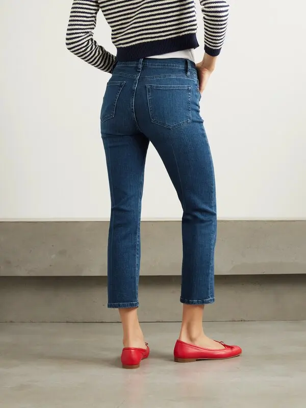 FRAME Le High Cropped Slim-leg Jeans - Blue