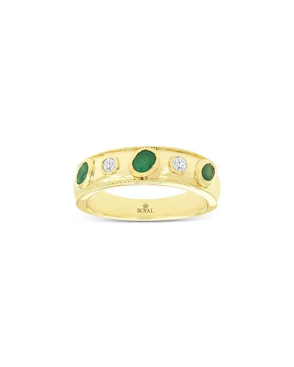 Bloomingdale'S Emerald And Diamond Band - Green/gold