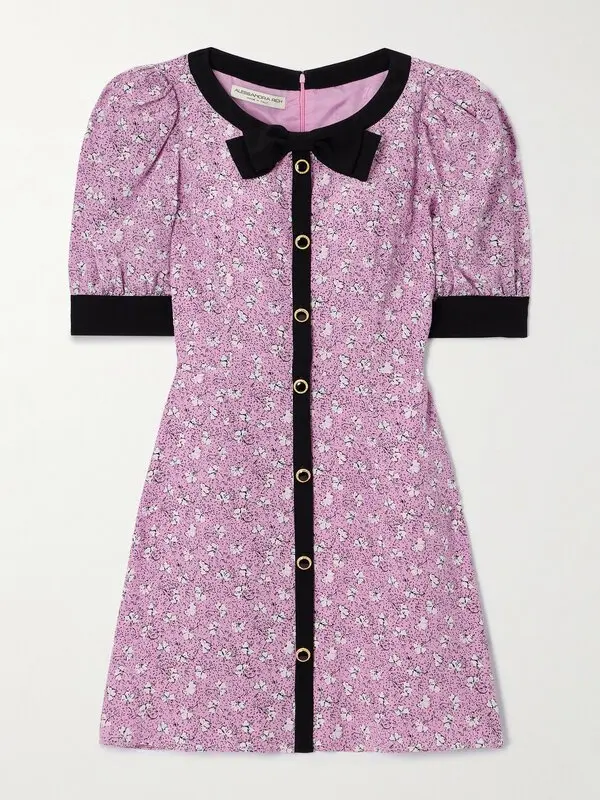 Alessandra Rich Clover Floral-print Silk Mini Dress